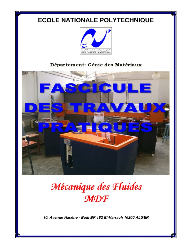 Fascicule TP MDF GMat 2022 - 2023 | PDF | Nombre de Reynolds | Écoulement laminaire