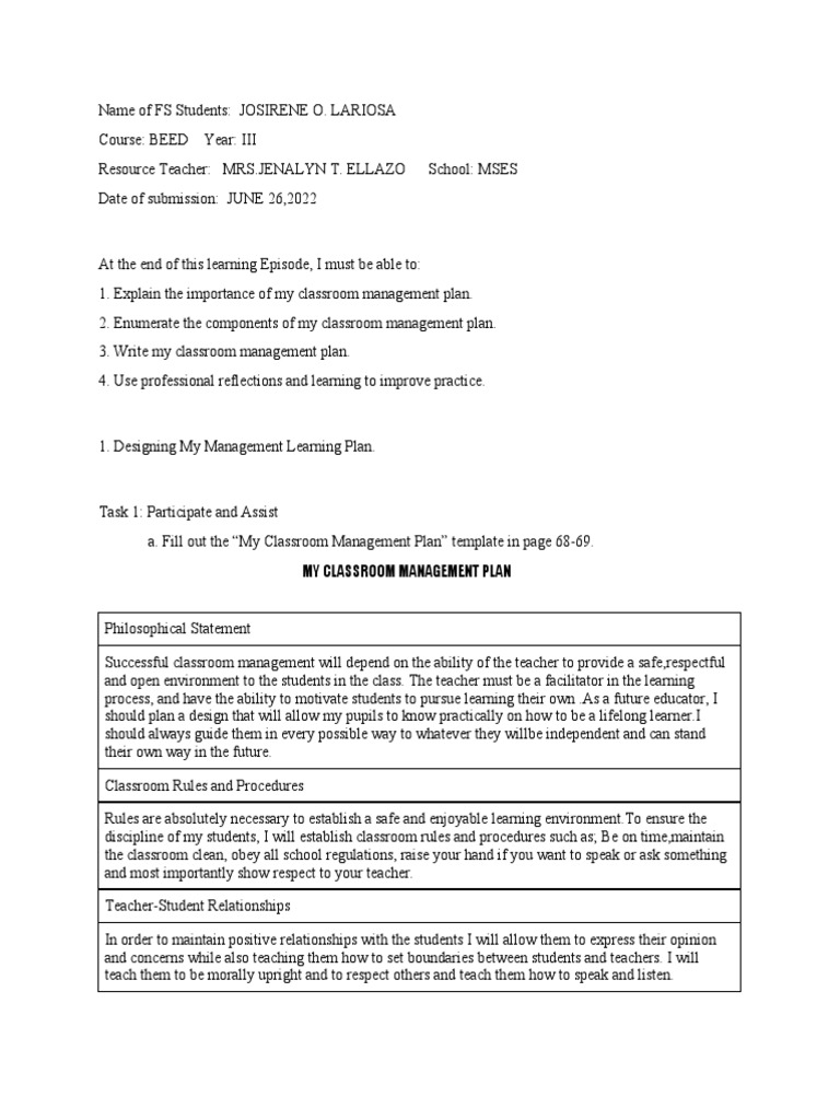 FS 2 Ep 9 | PDF | Classroom Management | Classroom