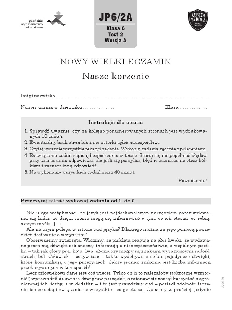 Nasze Korzenie: Nowy Wielki Egzamin | PDF