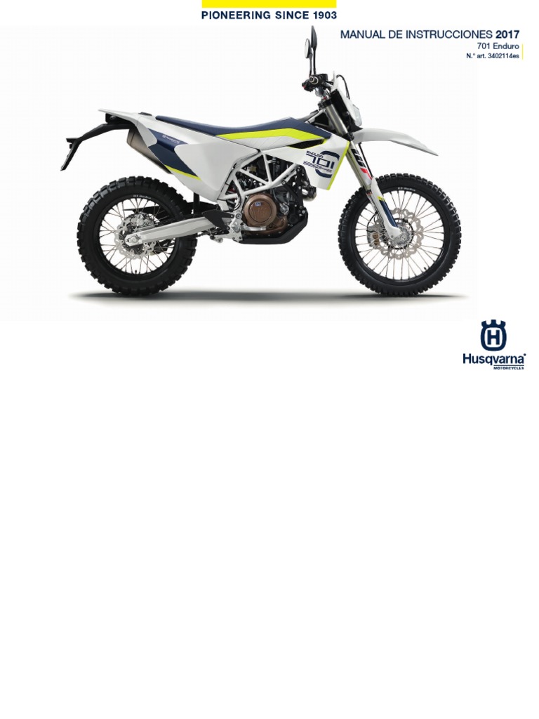 Husqvarna 701 ENDURO Manual | PDF | Tornillo | Transporte Husqvarna 701 ENDURO Manual | PDF | Tornillo | Transporte