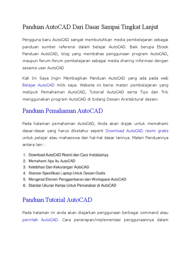 Panduan AutoCAD Dari Dasar Sampai Tingka | PDF