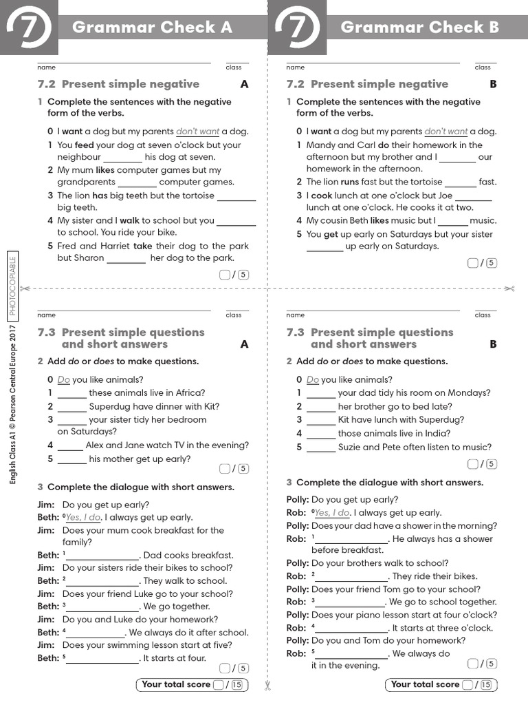 ECA1 Tests Grammar Check 7 AB | PDF | Grammar | Linguistics