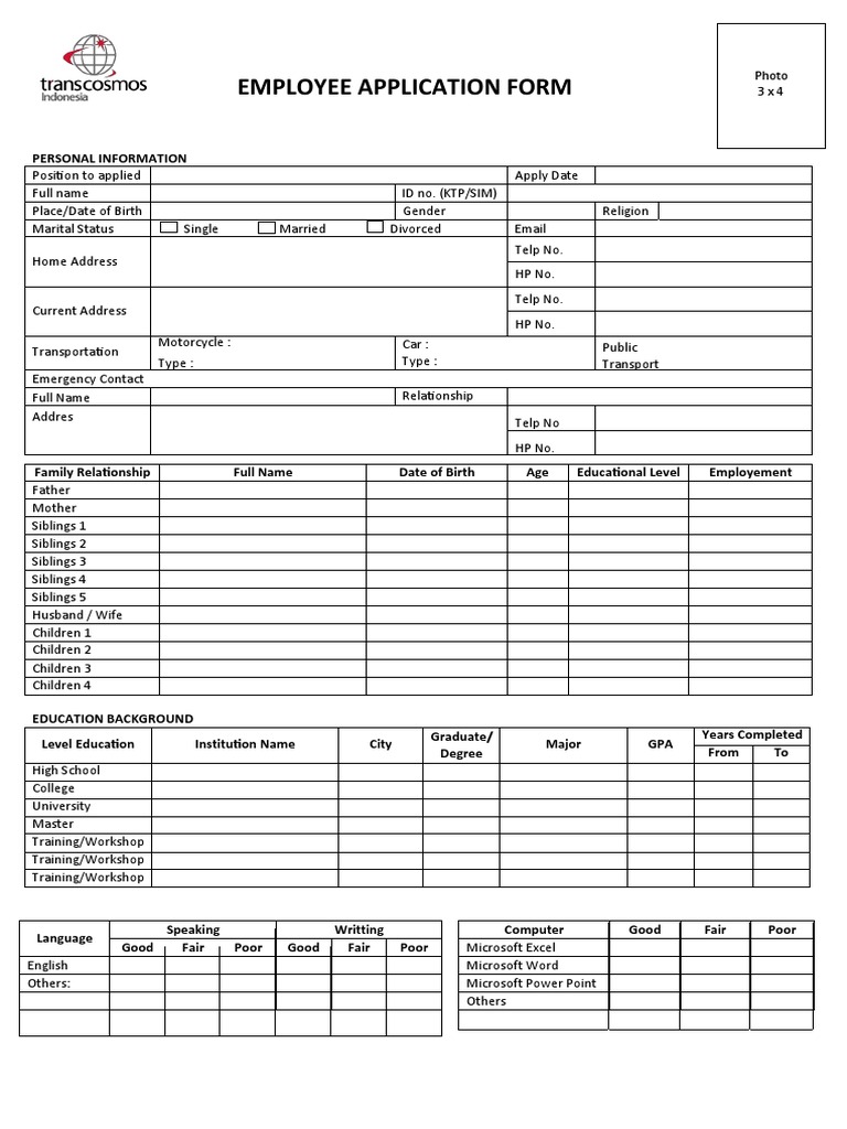 Employee Application Form Template | PDF | Recruitment | Business