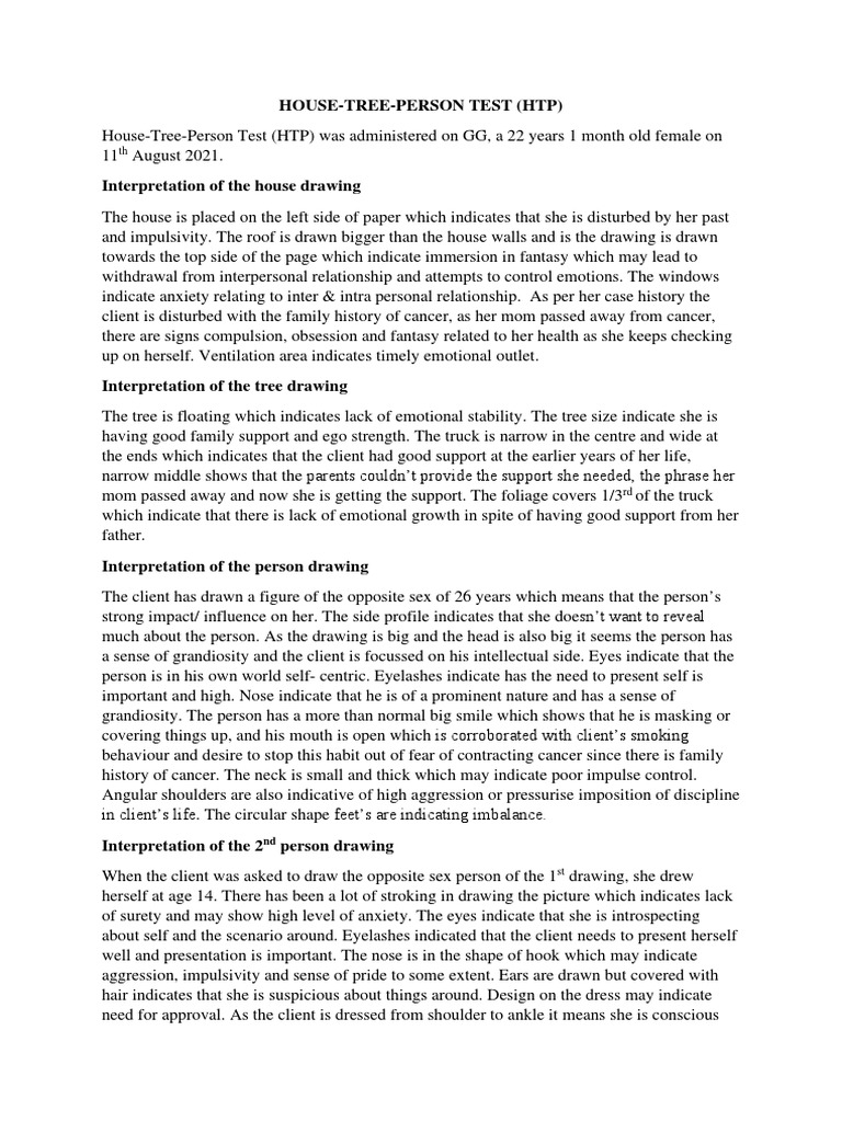HTP Sample Report by Juhi Maam | PDF | Psychology | Psychological Concepts