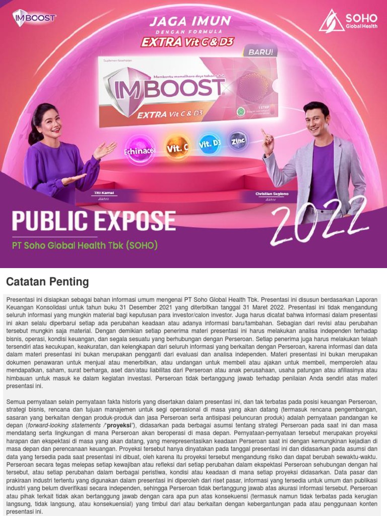Public Expose 2022 PT Soho Global Health TBK | PDF