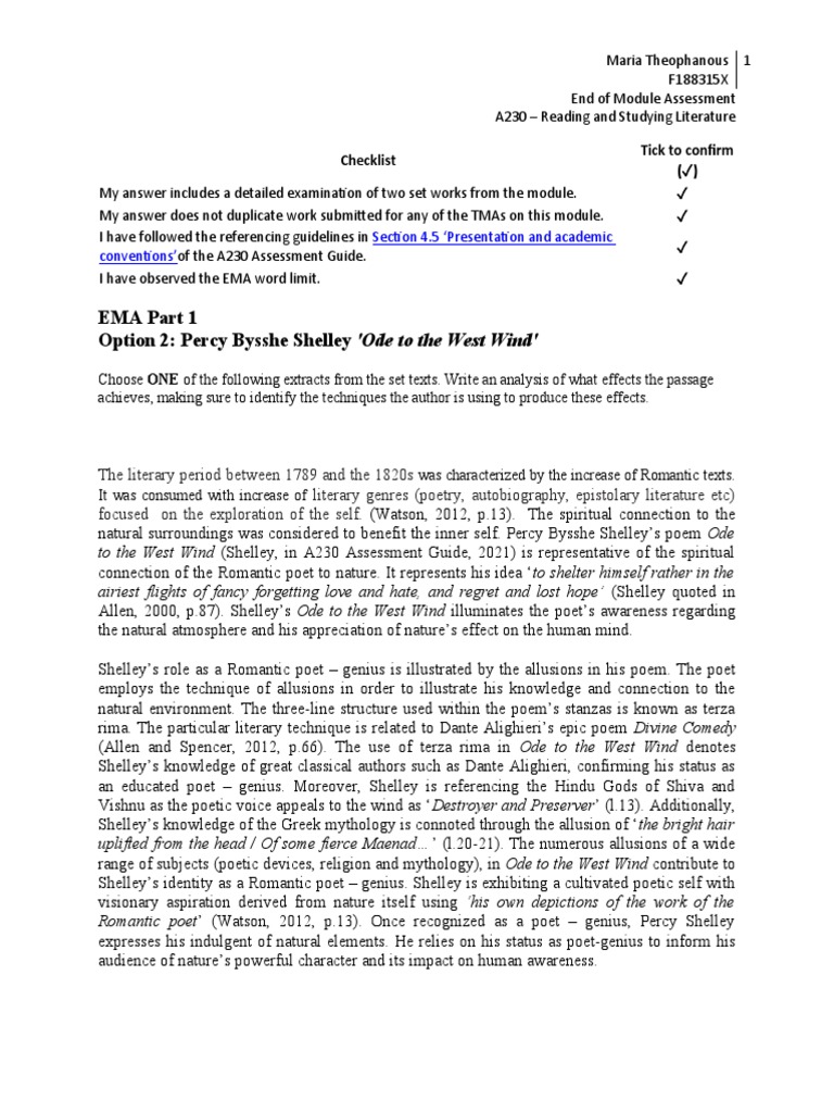 End of Module Assesment | PDF | Poetry | Romanticism