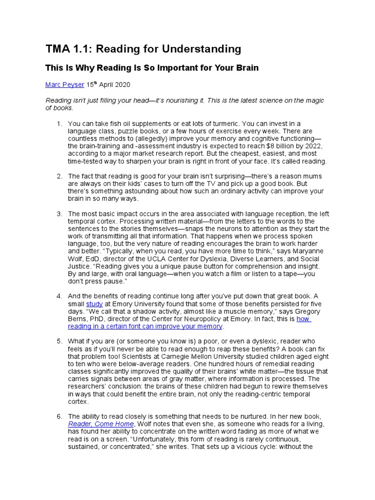 Tma 1.1 | Download Free PDF | Brain | Paragraph