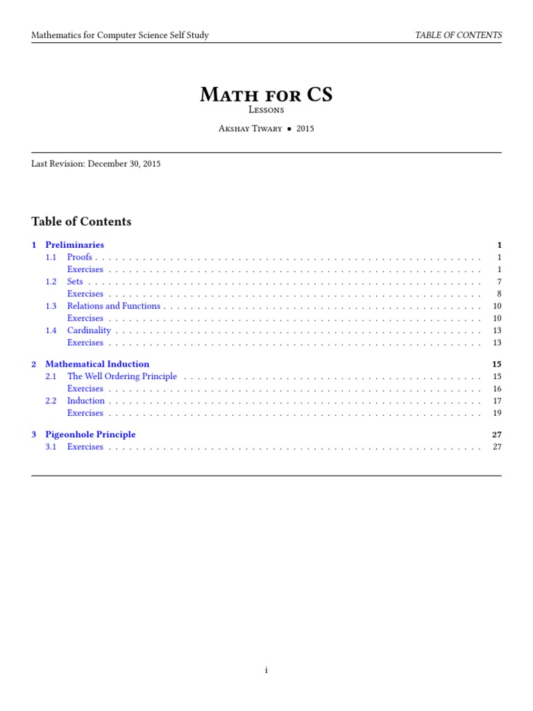 Math for CS: Proofs & Exercises | PDF | Set (Mathematics ...