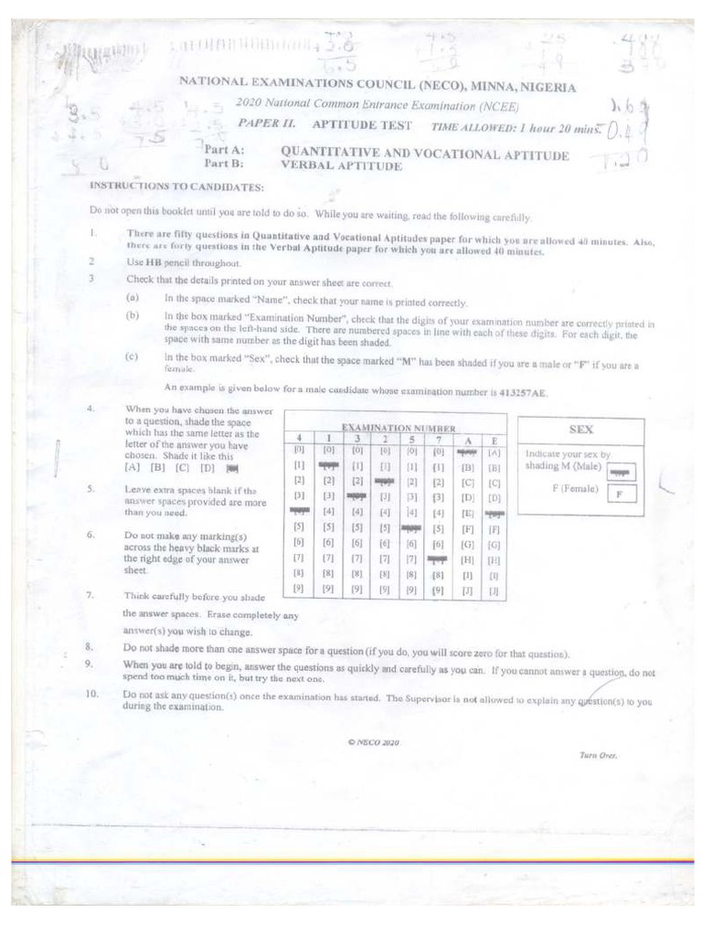 2020 NCEE Paper 1 Question Sample | PDF