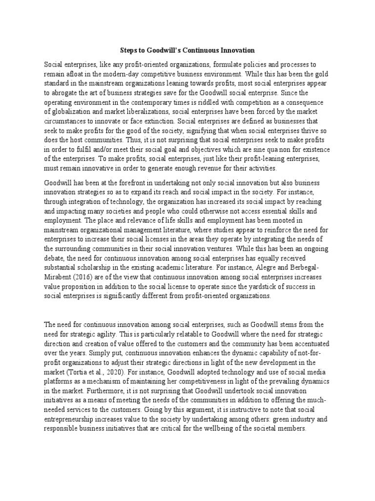 Steps To Goodwill | PDF | Social Enterprise | Innovation