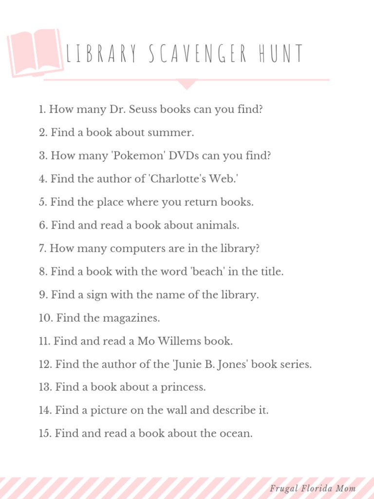 Library Scavenger Hunt | PDF