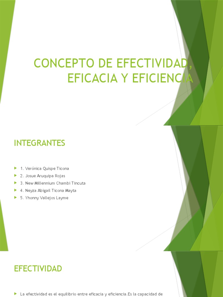 Concepto de Efectividad, Eficacia y Eficiencia | PDF