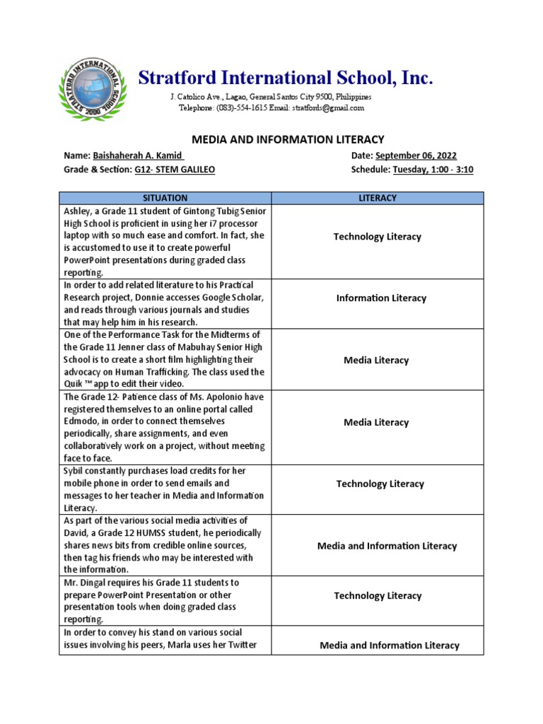 MIL Activity 3 | PDF | Literacy | Information Literacy