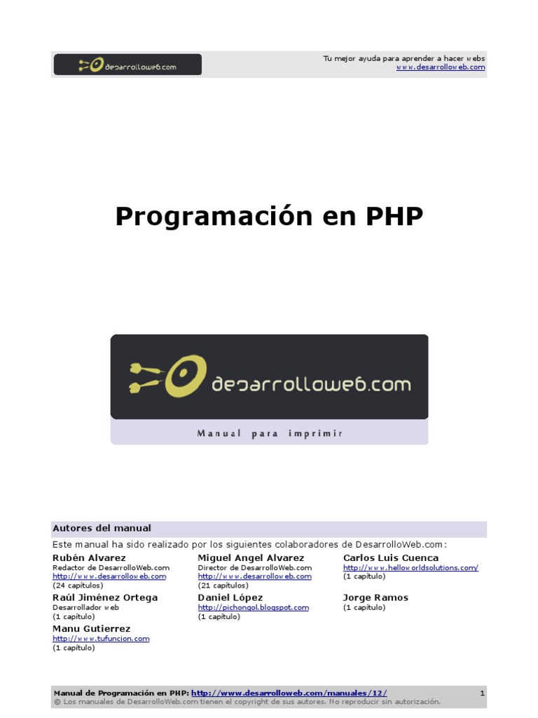 Manual Programacion PHP | PDF | Php | Servidor HTTP Apache