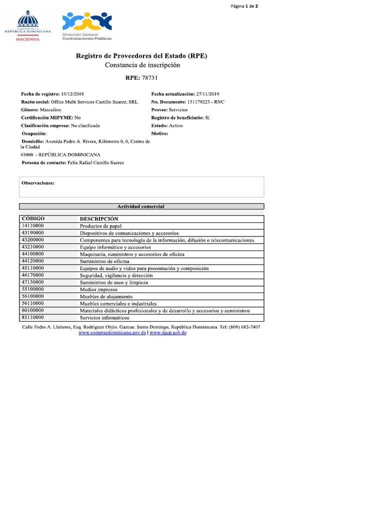 Constancia RPE | PDF