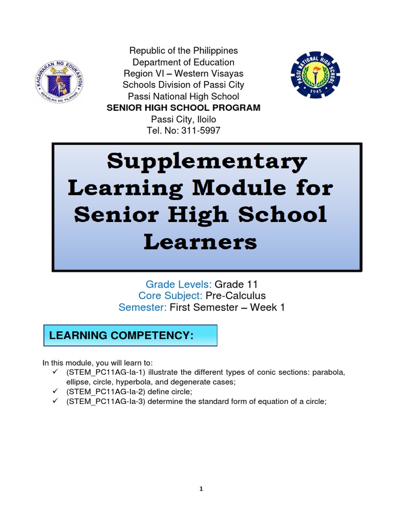Precalculus Q1w1 Pdf Ellipse Geometric Objects