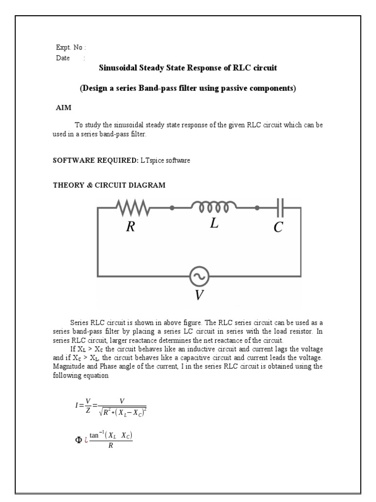 EEE Experiment - 8 | PDF | Electrical Network | Electronic Filter
