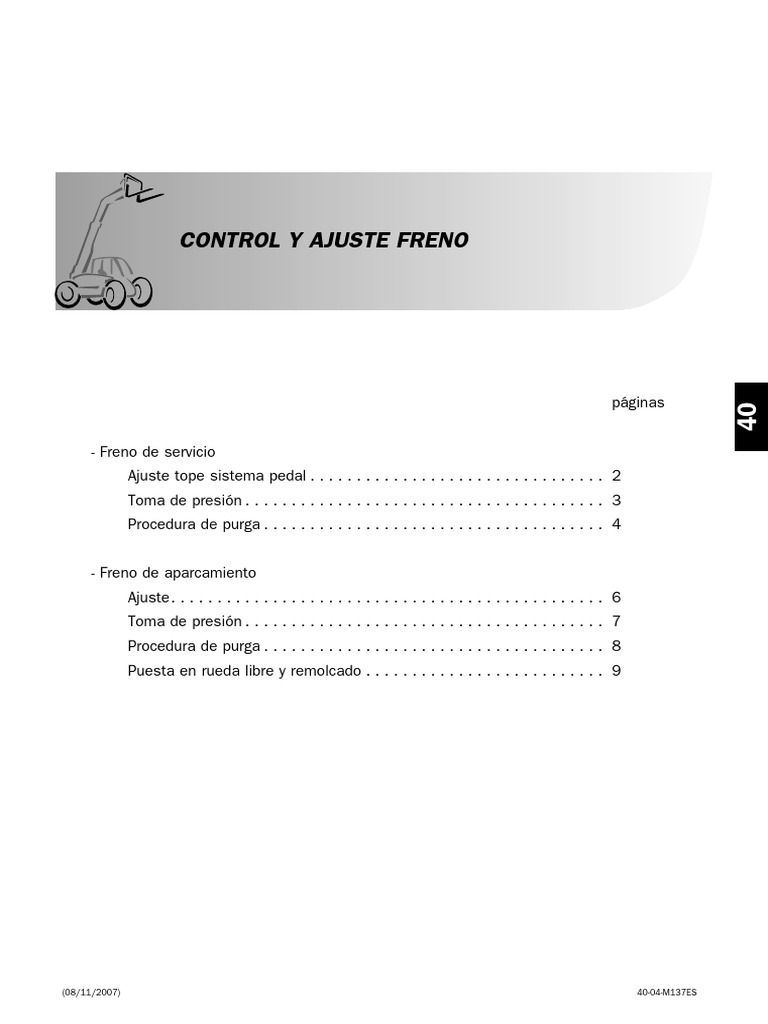 Control y Ajuste Freno MANITOU | PDF | Tornillo | Ingeniería mecánica
