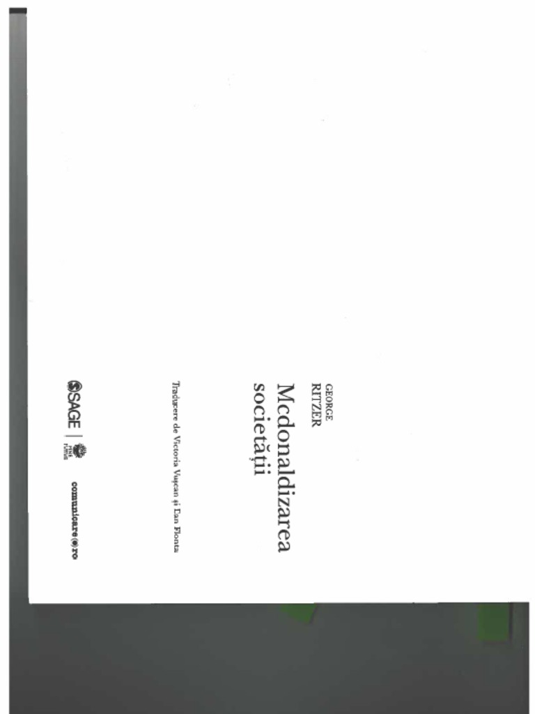 George Ritzer, Mcdonaldizarea Societatii | PDF