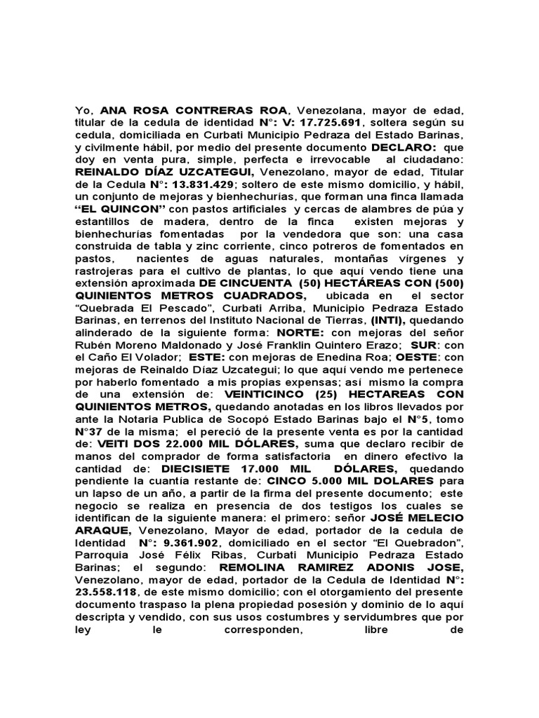 Yo ANA ROSA CONTRERAS ROA Compra Venta | PDF