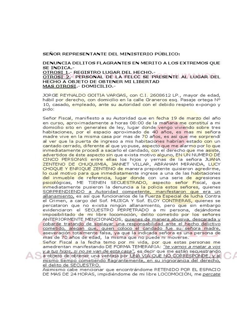Denuncia Secuestro y Robo | PDF | Secuestro | Gobierno