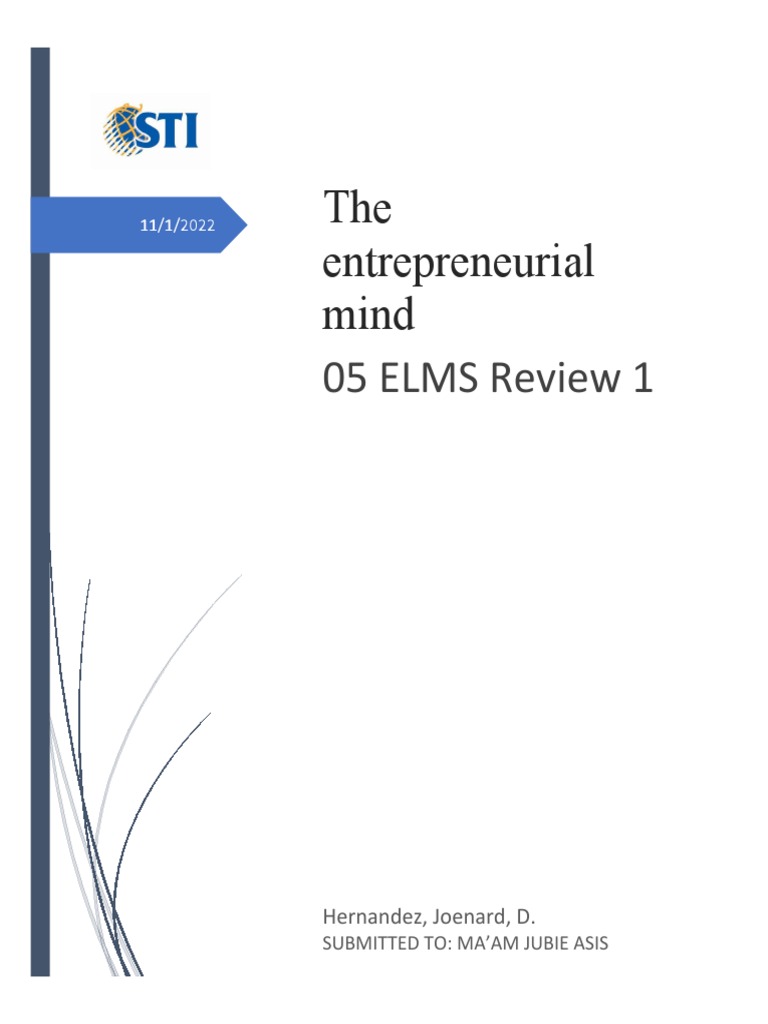 05 ELMS Review 1 Joenard Hernandez ENTREP | PDF | Entrepreneurship | Psychology