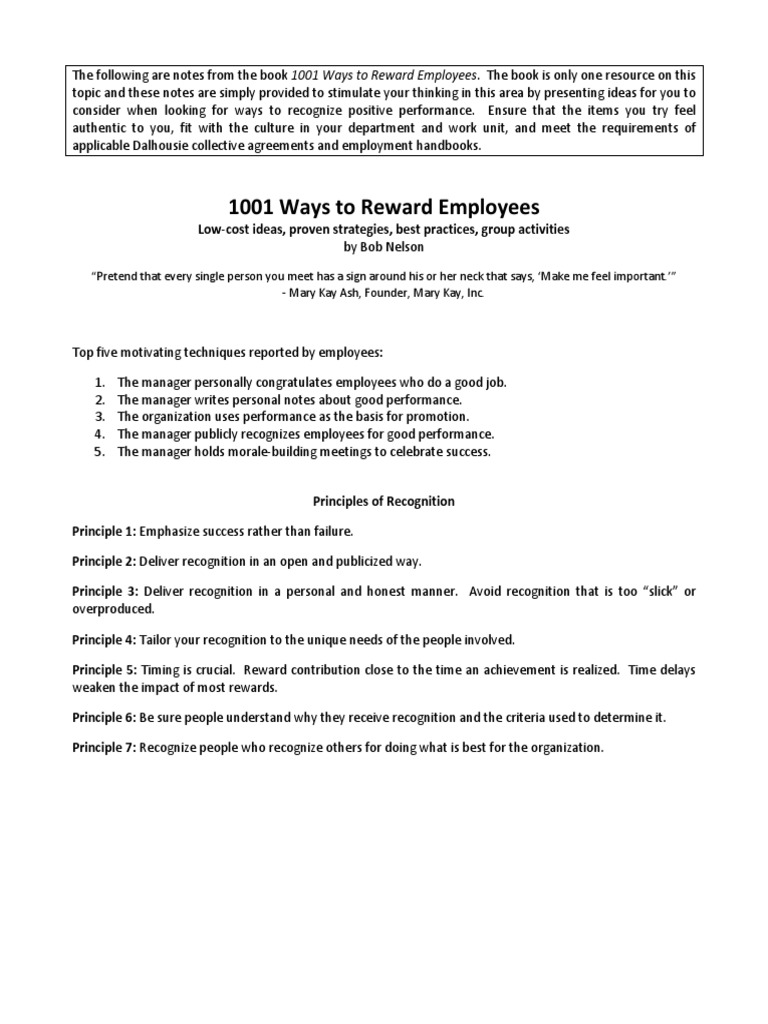 1001 Ways To Reward Employees | PDF | Employment | Autonomy