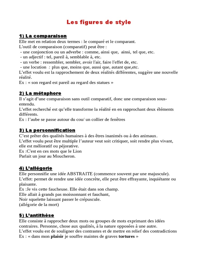 Les Figures Du Style | PDF | Mécanismes de la poésie | Linguistique