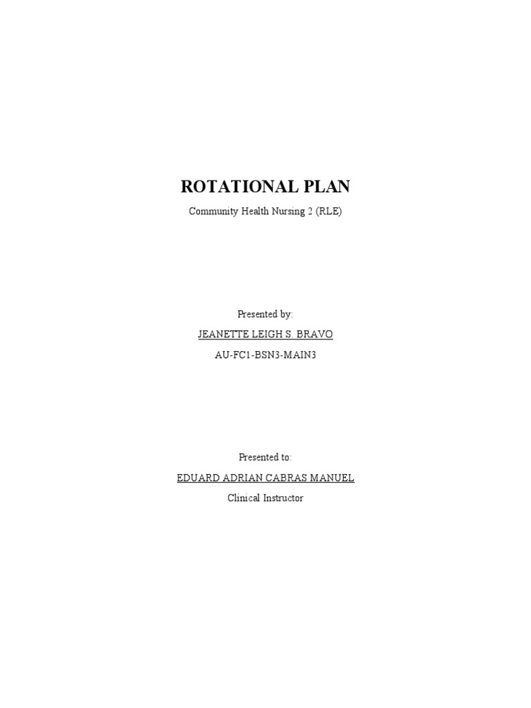 Rotational Plan | PDF | Nursing | Medical Humanities