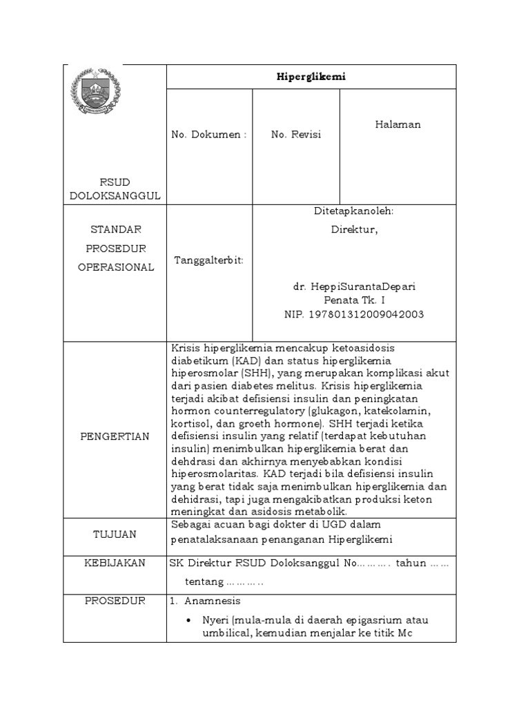 SOP Hiperglikemia | PDF