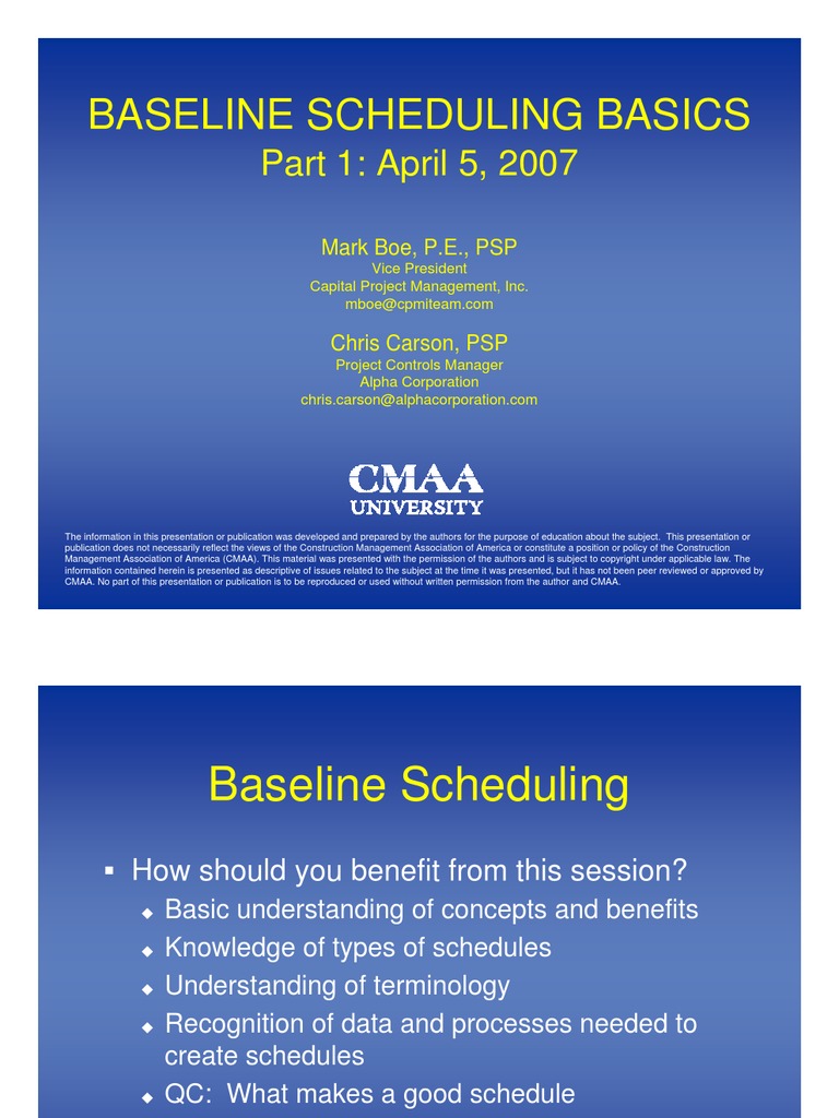 Baseline Scheduling Basics - Part-1 | PDF | Construction Management ...