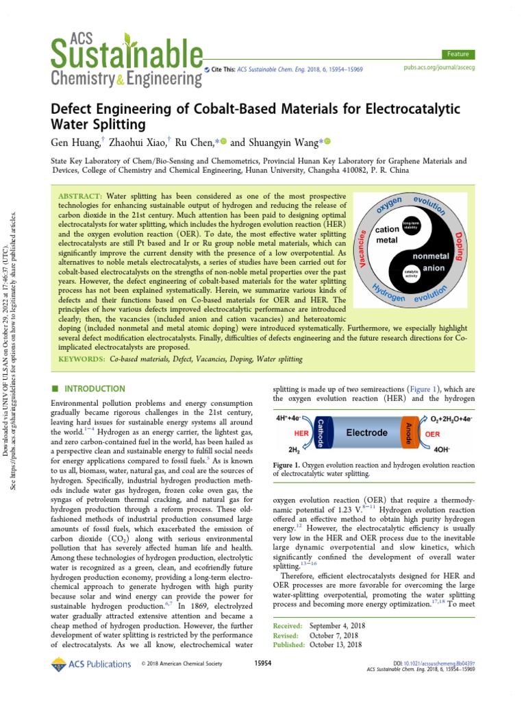 Defect Engineering of Cobalt-Based Materials For Electrocatalytic Water ...
