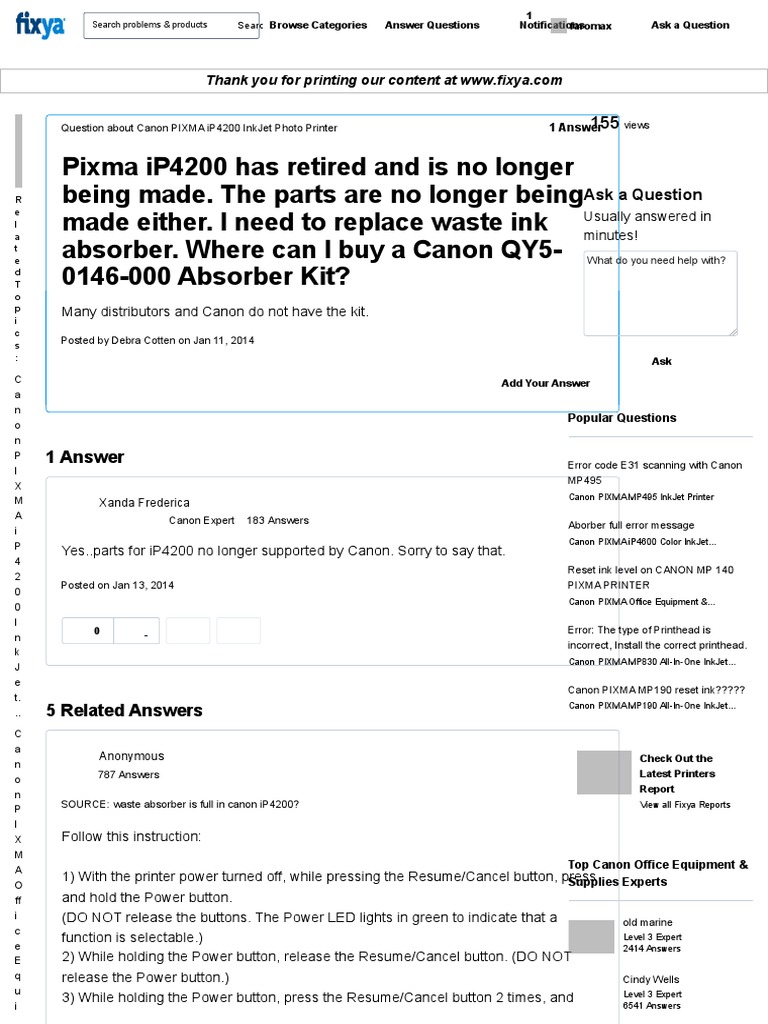 Pixma Ip4200 Reset Absorber | PDF | Printer (Computing) | Computer Engineering