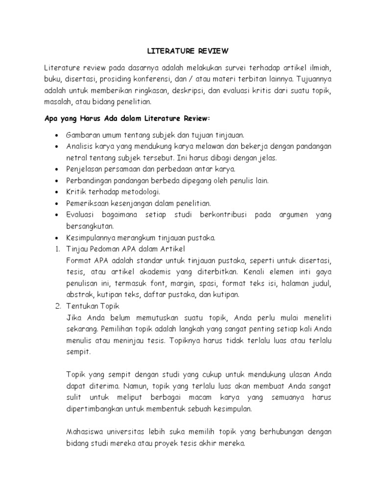 Panduan Lengkap Literature Review | PDF