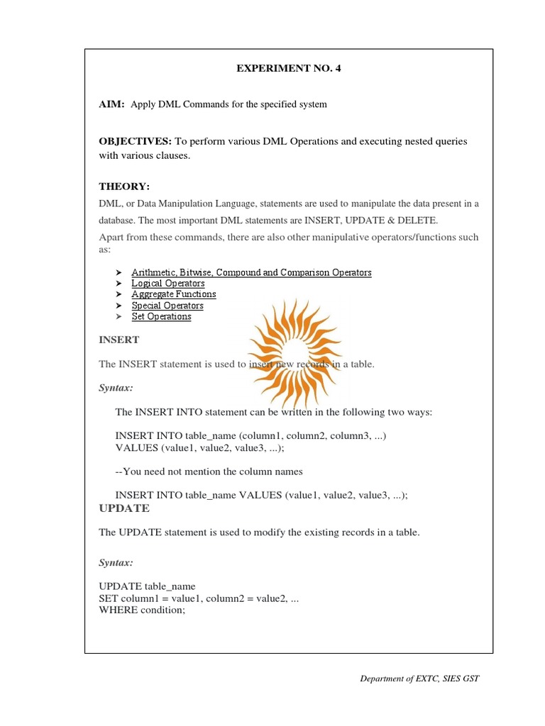 DBMS Exp 4 | PDF | Computer Science | Data Management Software