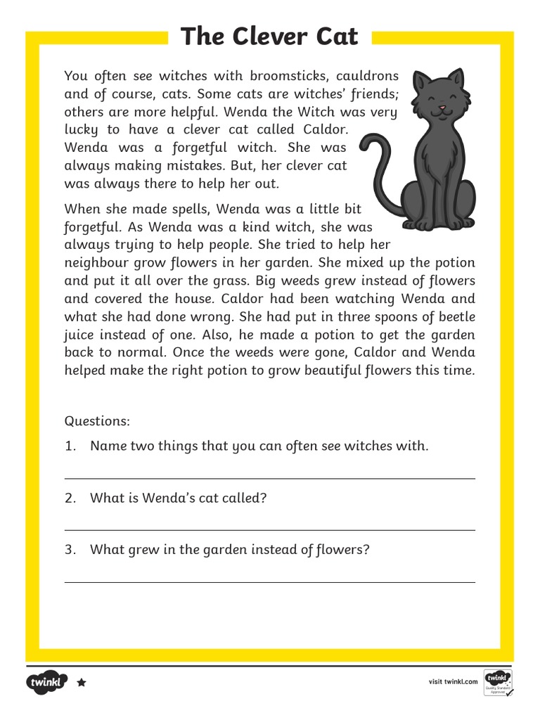 The Clever Cat Differentiated Reading Comprehension Activity English ...