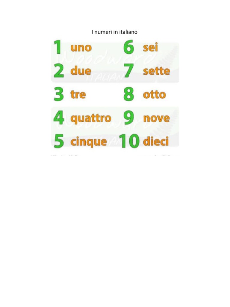 I Numeri in Italiano | PDF