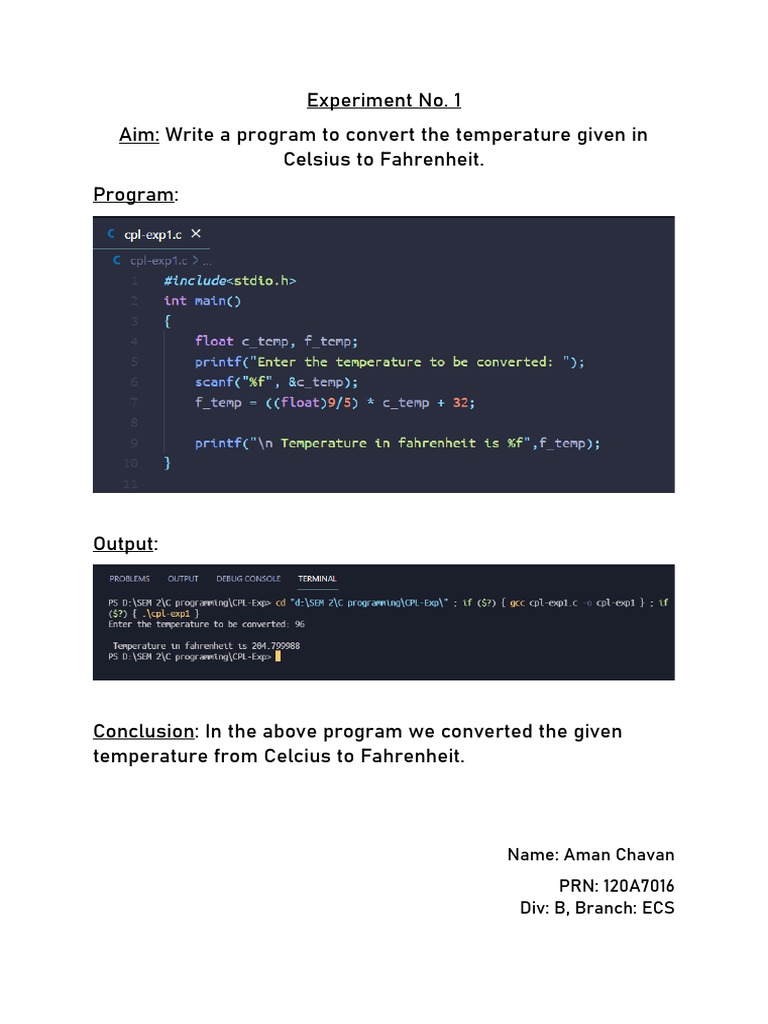 120A7016 - CP - Experiment No 1 | PDF