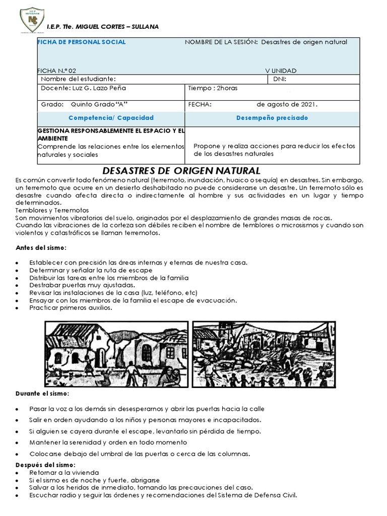 Guía de Desastres Naturales y Prevención | PDF | Temblores | Desastres