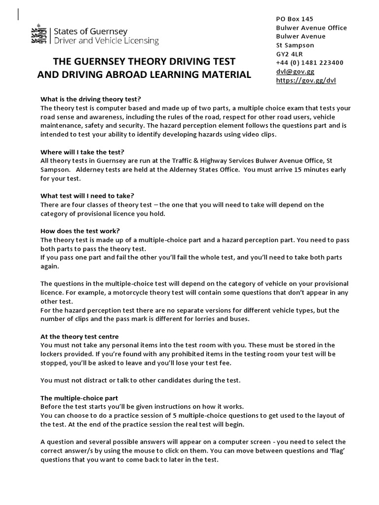 Theory Test Driving Abroad Info PN v012021 | PDF | Multiple Choice ...