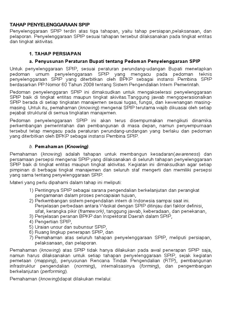 Penyelenggaraan Spip | PDF | Bisnis | Pengelolaan Keuangan & Uang