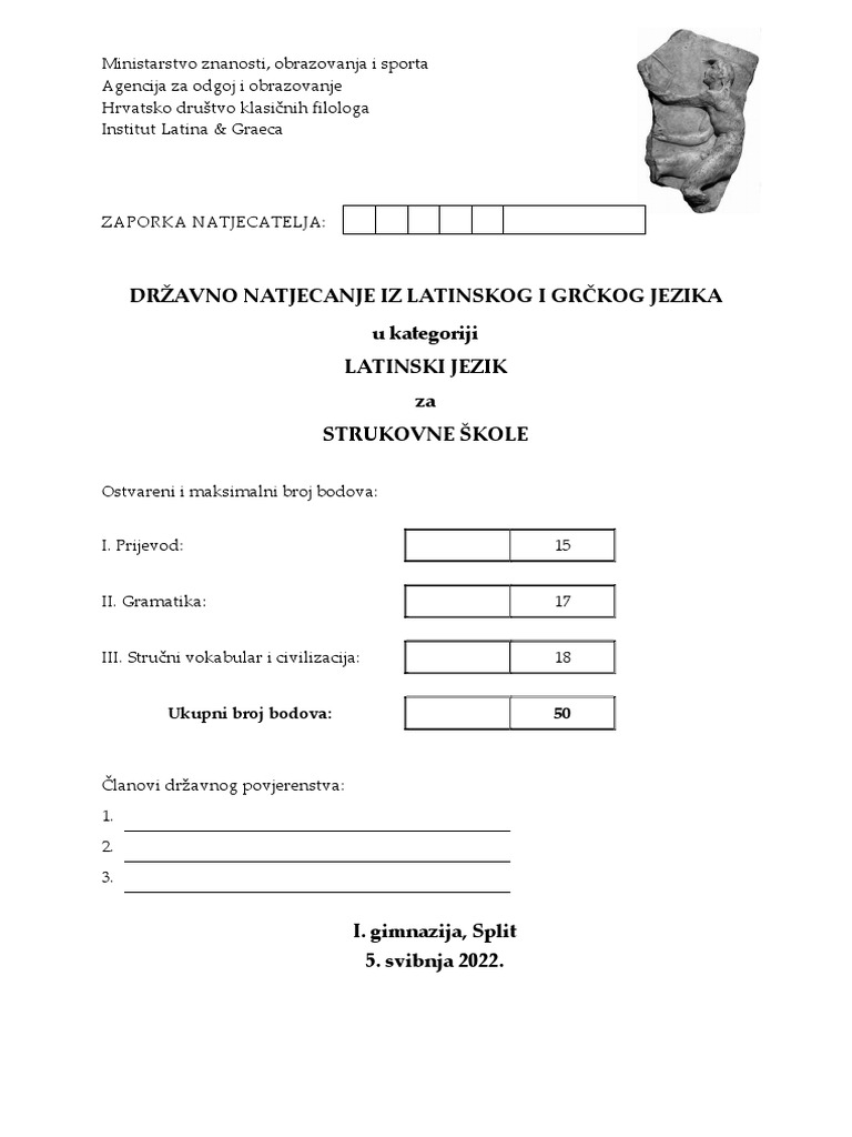 2022 Drzavno Struk Lat S-Rješenjima | PDF