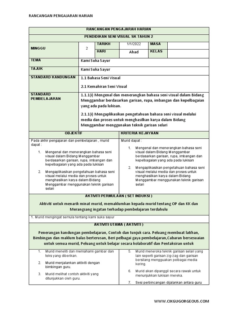 RPH Minggu 2 PSV THN 2 by Cikgu Gorgeous | PDF
