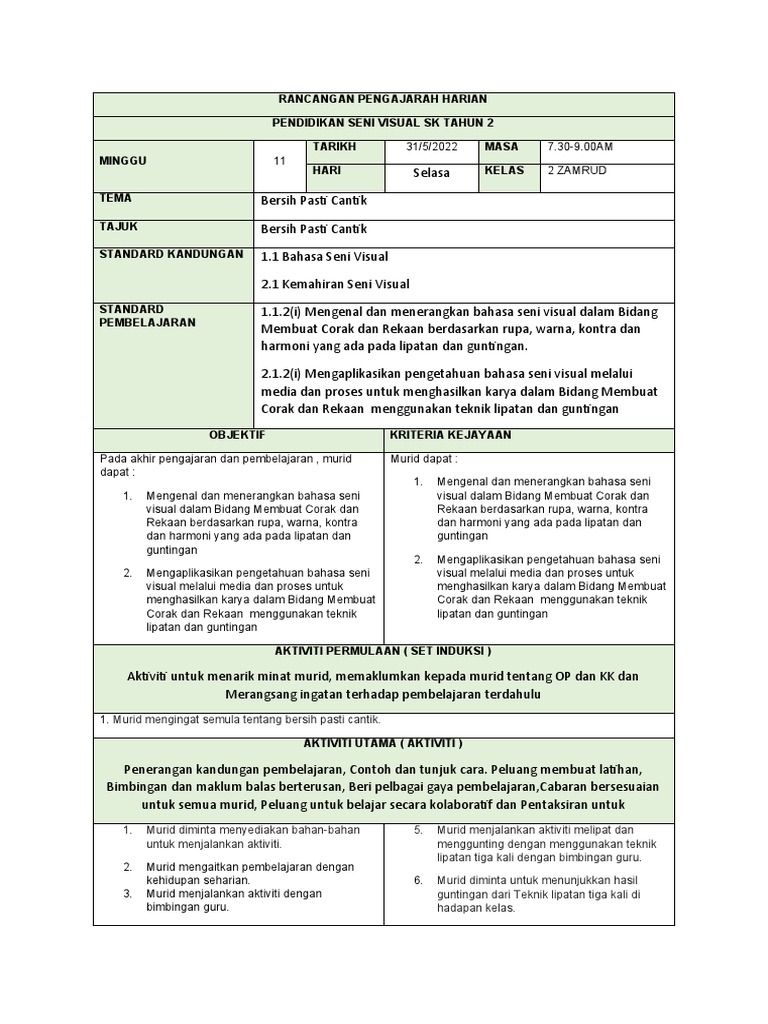 RPH Minggu 5 PSV THN 2 by Cikgu Gorgeous | PDF