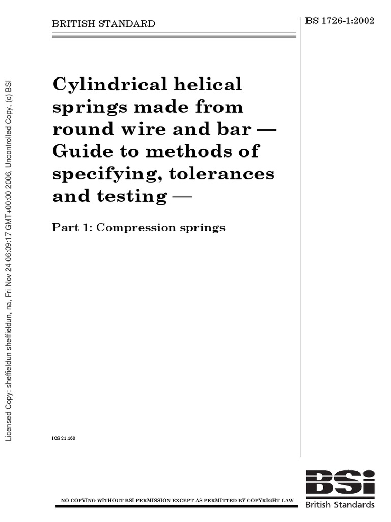 Spring Tolerances BS-01726-1-2002 | PDF | Young's Modulus | Elasticity ...