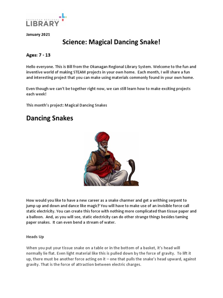 Science - Magical Dancing Snakes | Download Free PDF | Electric Charge | Electricity