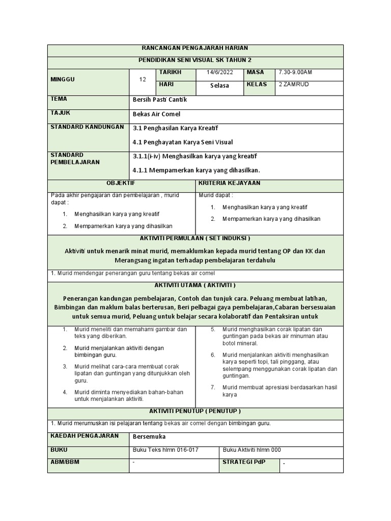 RPH Minggu 6 PSV THN 2 by Cikgu Gorgeous | PDF