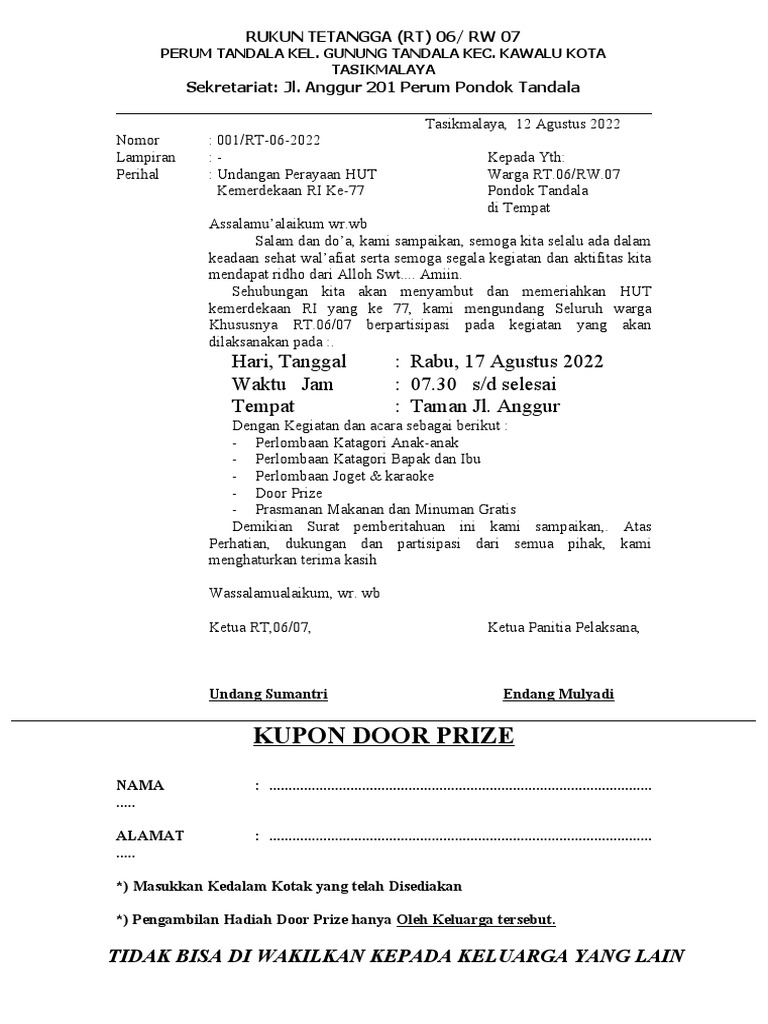 Undangan Hut Ri | PDF