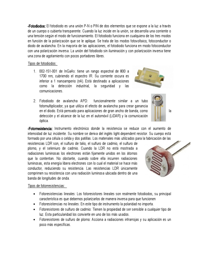 Fotodiodos y Fotorresistencias | PDF | Ingenieria Eléctrica | Física