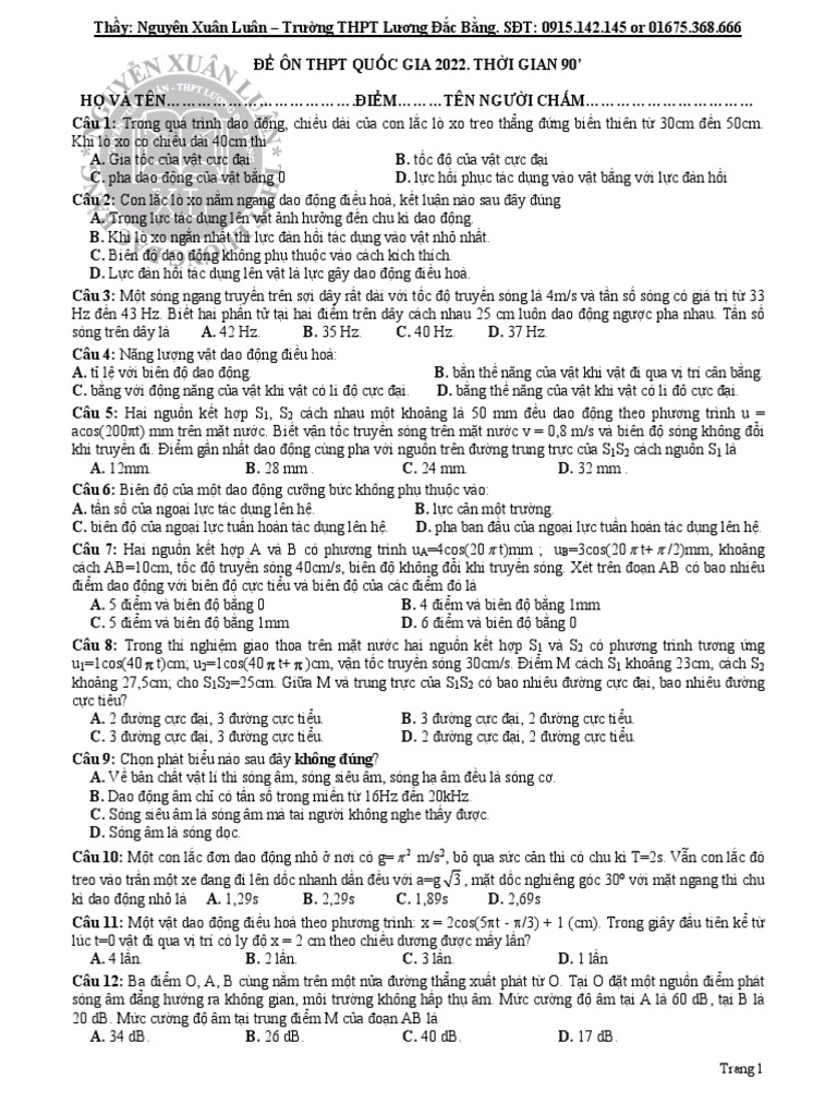 KT Dao Dong Va Song Co 1.doc - IN | PDF